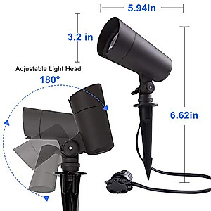 LED Landscape Lights with Connectors,12V Low Voltage, Warm White 3000K, 4W, 290LM, Outdoor Waterproof Garden Pathway Lights Wall Tree Flag Spotlights with Spike Stand, 4 Pack