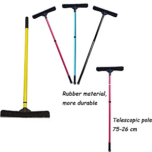 Indigo Pet Hair Remover Broom, Multifunctional Magic Broom, Rubber Broom Pet Hair Remover, Heavy Duty Pet Hair Remover, Pet Hair Removal Broom for Carpets/Mats/Couch, Retractable (Blue)