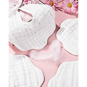 Yahenda 10 Pack Muslin Bibs Baby Drool Bibs White Bandana Bibs Absorbent Teething Bibs Cotton Cloths Plain Bibs with Adjustable Straps for Unisex Baby Burp Newborn Infant Toddler, 0-2 Years Old