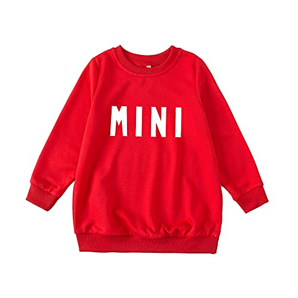 Autumn Winter Family Matching Outfits Mom and Daughter Long Sleeve Sweater Pullover Top (Red,Kid 12-18 Months)
