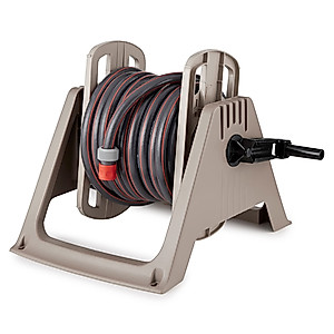 Suncast 100 ft. Tote or Wall Mount Resin Garden Hose Reel with Lid, Taupe