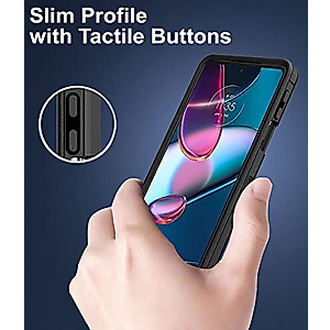 Dahkoiz for Motorola Edge Plus(2022) Case, Moto Edge Plus 5G UW 2022 Case with Dust-Proof Cap, Full Body Protection Silicone Rubber Cover Phone Case for Motorola Edge Plus(2022), Black