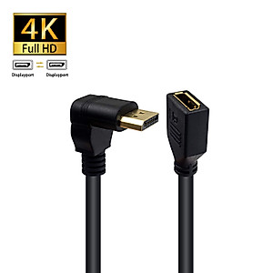Poyiccot Displayport Extension Cable, 90 Degree Displayport Extender Up Angle Displayport Male to Female DP to DP Extension Adapter Cable Gold Plated 30 CM/12inch