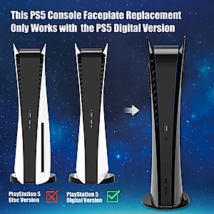Heiko Premium ABS Replacement Shell for PS5 Digital Version, Upgrade Your Console with This Heiko Replacement Shell Featuring Cooling Vents and a Sleek Design(Black)