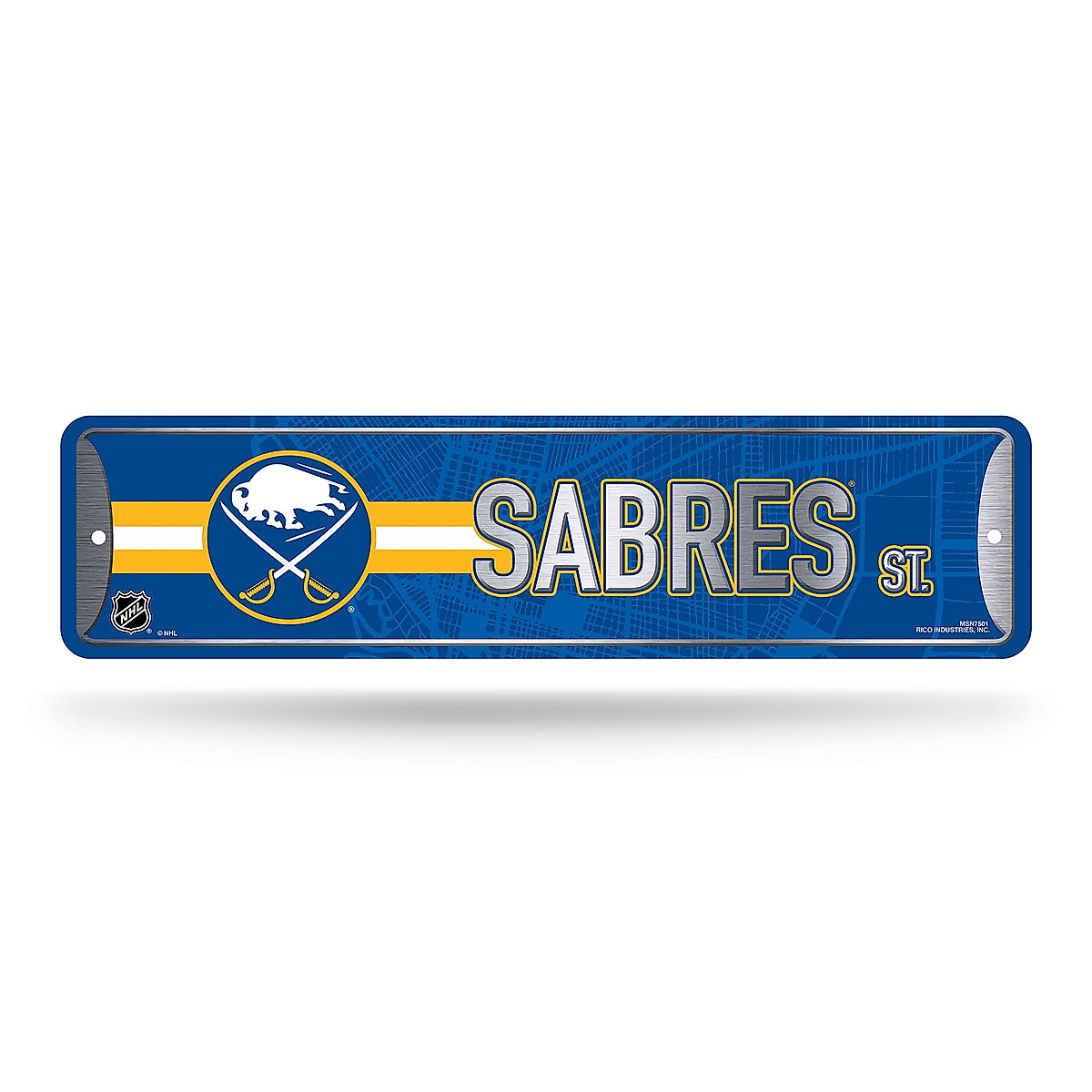 Rico Industries NHL Hockey Buffalo Sabres Metal Street Sign 4" x 15" Home Décor - Bedroom - Office - Man Cave,Silver