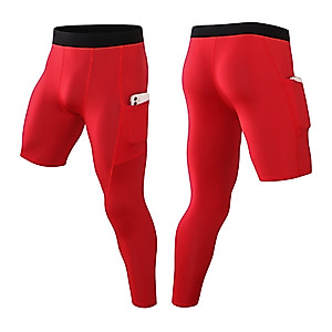 Hotfiary Men's 3/4 One Leg Compression Capri Tights Pants Running Legging Athletic Base Layer Underwear for Basketball(2pcs)