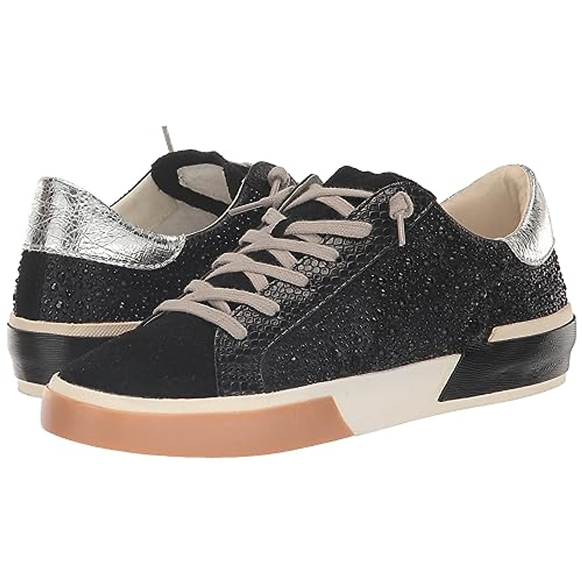 Dolce Vita Women's Zina Crystal Sneaker, Black Suede, 8