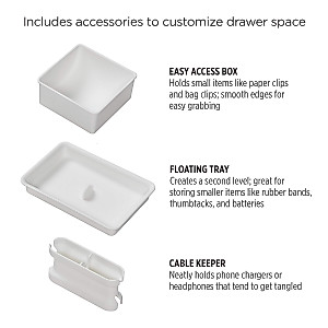 Copco Draw Organizer, Four Piece, White With Gray Liner