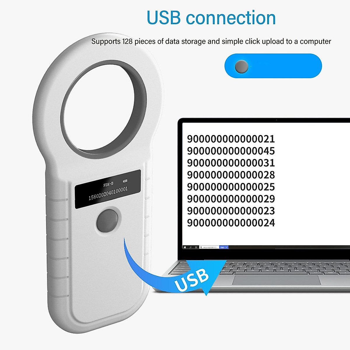 New Upgrade Pet Microchip Scanner, 134.2kHz High Accuracy Rechargeable Animal Handheld RFID Reader, Portable Pet Microchip Kit for Dogs ID Tag FDX B (ISO11784 11785)