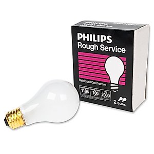 PHILIPS 100W A19 Medium Base Frosted Rough Service Light Bulbs - 2 Pack