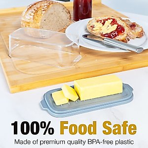 Eparé Large Butter Dish With Lid For Countertop - BPA-Free Butter Keeper - Counter Dishes For Soft Butter Storage - Covered Butter Dish With Lid - Tray Container For Soft Butter