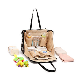 Diaper Bag Tote Baby Bags for Mom, Side Open Design Diaper Handbag Waterproof Travel Diaper Tote Purse with Stroller Hook