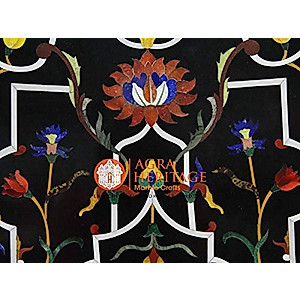 Marble Dining Side Table Top Marquetry Inlaid Gemstone Home Garden