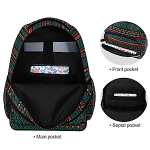 ALAZA Dark Color Ethnic Aztec Abstract Geometric Print Backpack Daypack Laptop Work Travel College Bag for Men Women Fits 15.6 Inch Laptop