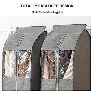 YXDFG Hanging Garment Bag for Closet,Dustproof Breathable and Non-Woven Fabrics Wardrobe Clothing Storage Organizer,with Large Clear Window and Zippers Opening,Brown,52×52×90cm