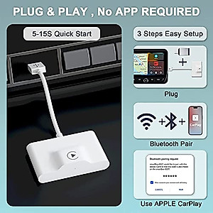 SSUCA CarPlay Wireless Adapter for Factory Wired CarPlay 2023 Upgrade Plug & Play Wireless CarPlay Dongle Converts Wired to Wireless Fast and Easy Use Fit for Cars from 2015 & iPhone iOS 10+