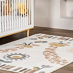 nuLOOM Avianna Giraffe Kids Fringe Area Rug, 8' x 10', Beige