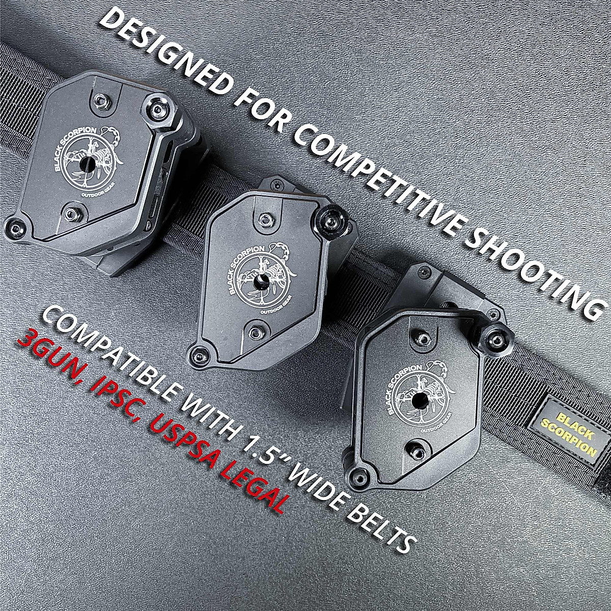 Black Scorpion Gear Ambidextrous Single/Double Stack Competition Magazine Pouch (Black)