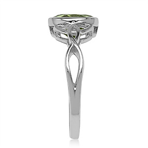 Silvershake 1.44ct. 8X6mm Natural Oval Shape Peridot 925 Sterling Silver Triquetra Celtic Knot Ring Size 9