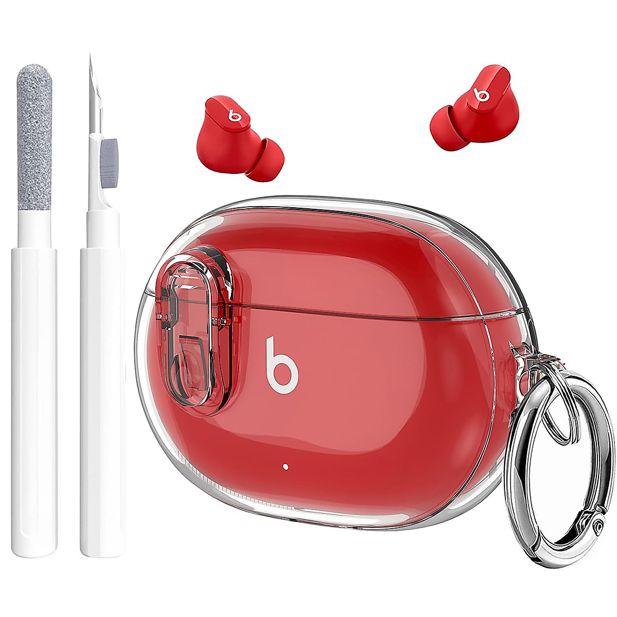 Beats Studio Buds/Studio Buds Plus Case Cover Clear 2021/2023 Men Lock Clip with Cleaner Kit, GARTOO Protective Case for Women Girls Kids Clear