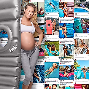 HOLO The Original Inflatable Pregnancy Pillow, Pregnancy Bed + Maternity Raft Float with a Hole to Lie on Your Stomach During Pregnancy, Safe for Land + Water, Silver