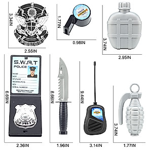 16 Pcs Police Pretend Play Toys,Police Role Play Kit for Halloween Dress Up Party,Cop Toy Set,Boys and Girls Role-Playing Toys,Police Toys Set for Birthday Party Gift