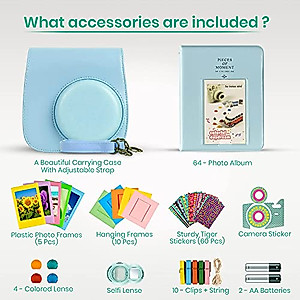 FujiFilm Instax Mini 9 Instant Camera + Fujifilm Instax Mini Film (60 Sheets) Bundle with Deals Number One Accessories Including Carrying Case, Selfie Lens, Photo Album (Smokey White)