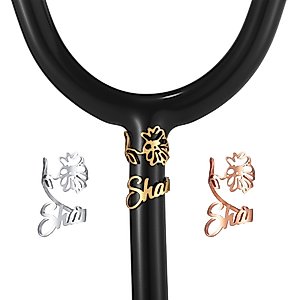 OTXIXTO Personalized Stethoscope Name Tag with Engraved Name/Birthflower Customized Stethoscope ID Tag Personalized Stethoscope Charm Accessories Gifts for Doctors/Nurses/Nursing Student (Style A1)