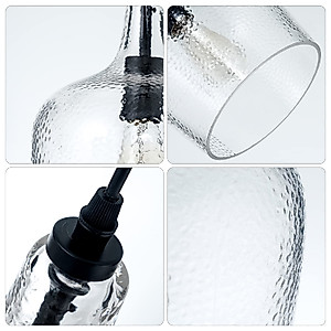 ELYCCUPA Glass Pendant Light Modern Black 1 Light Single Dome Pendant Lighting Fixtures for Kitchen Island Dining Room Hallway, Wide 10 Inch, E26, UL Listed