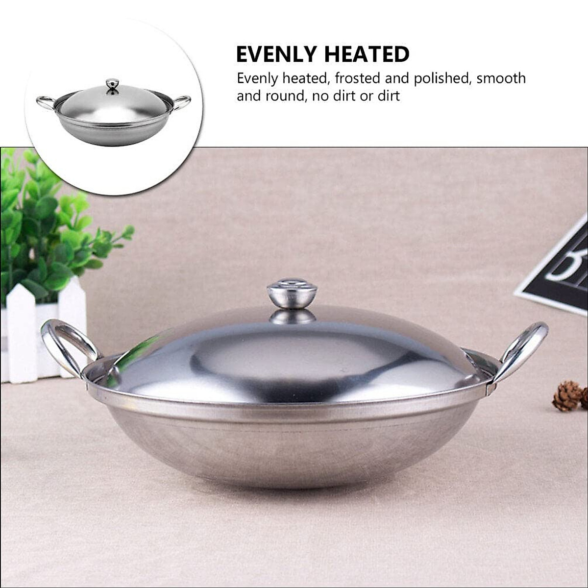 CALLARON Stainless Steel Frying Pan Skillet Crepe Pancake Pan Hot Pot Everyday Pan Omelette Cooking Pan Round Griddle Pan Cookware with Handle and Lid 25cm