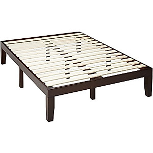 Zinus Moiz 14 Inch Wood Platform Bed / No Box Spring Needed / Wood Slat Support / Dark Brown, Full