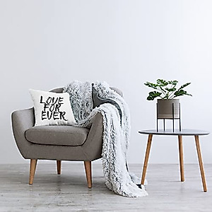 Stupell Industries Love for Ever Bold Black Calligraphy Design by Martina Pavlova Throw Pillow, 18 x 18