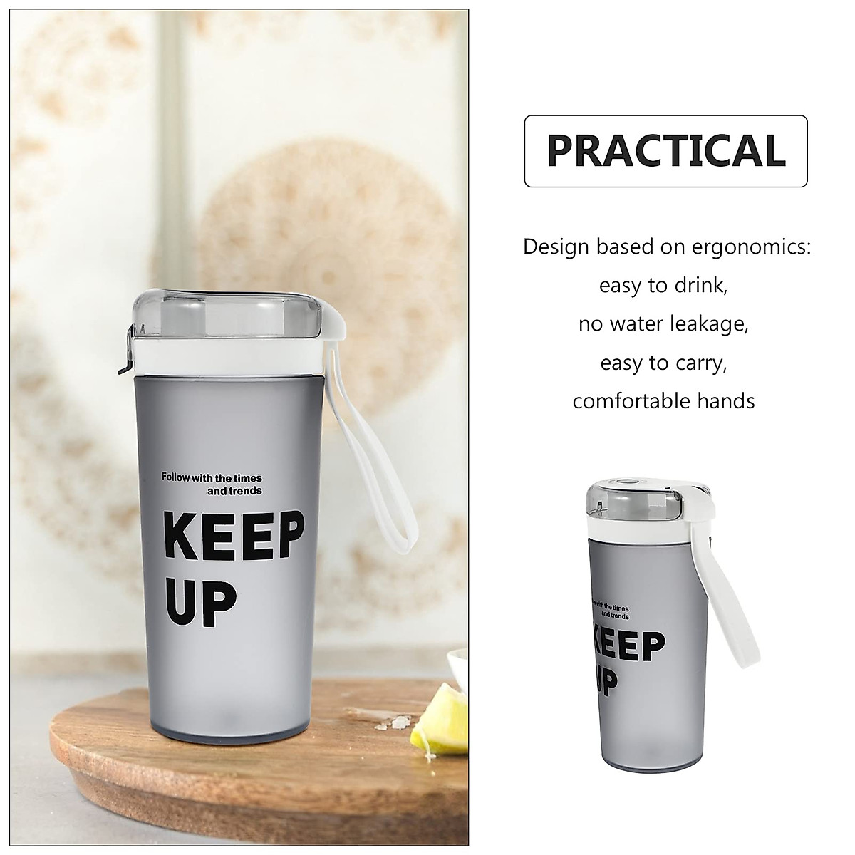 Healifty 1pc Frosted Shaker Cup Sports Plastic Bottle Large Capacity Water Bottle Plastic Drinking Bottle Portable Water Bottle Sports Water Kettle Plastic Water Bottle Outdoor Water Kettle