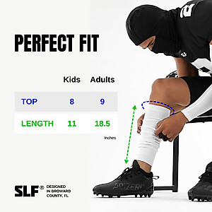 SLEEFS Football Leg Sleeves [1 Pair - Adult - White] - For Adult & Youth - Calf Compression Sleeves for Men and Boys