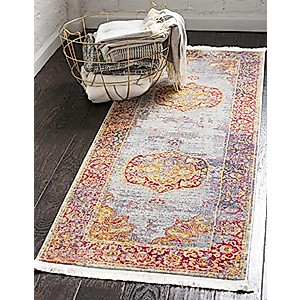 Unique Loom Baracoa Collection Bright Color Gradient Medallion Vintage Traditional Area Rug, Runner 2' 2" x 6' 0", Multi/Ivory