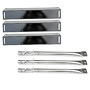 Direct Store Parts Kit DG116 Replacement for BBQ Grillware GGPL-2100 Gas Grill Burners, Heat Plates-3 Pack (Stainless Steel Burner + Porcelain Steel Heat Plate)