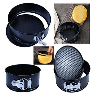 RUISENLAI 260pcs Cake Pan Set for Baking + Cake Decorating Supplies: 3 Round Non Stick Springform Pan Set (4, 7, 9 inches), Icing Tips, disposable piping bags – with 60 Pcs Parchment Paper Liners