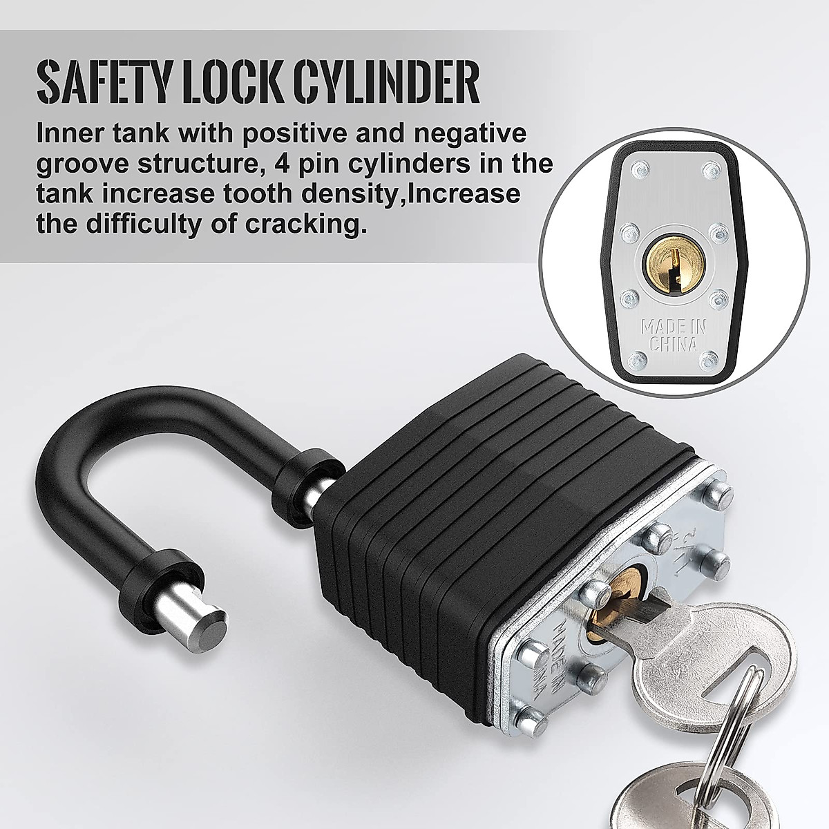 Padlock with Key, [2 Pack] [4 Keys] Diyife Padlock Waterproof Lock Key Padlocks 40mm Heavy Duty Padlocks Anticut, Oustside Laminated Steel for Gym Locker, Garage, Fence, Shed, Yard,Outdoor & Indoor