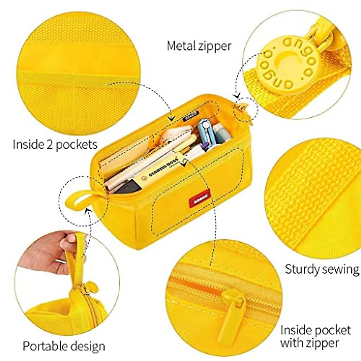 CICIMELON Pencil Case Large Capacity Pencil Pouch Pen Bag for Students Green Yellow