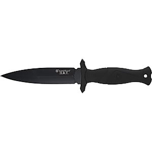 Smith & Wesson 10.5 in High Carbon SS Fixed Blade Knife with 5.5 in False Edge Blade for Outdoor Tactical Survival and EDC, Black
