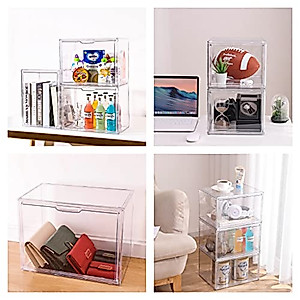 Attelite Plastic Purse and Handbag Storage Organizer for Closet, Clear Acrylic Display Case with Magnetic Door for Wallet, Book, Cosmetic, Toys, Clutch Organization 3 Pack