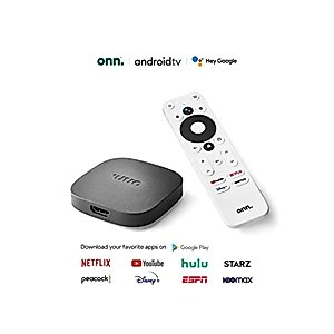 ONN Android TV 4K UHD Streaming Device with Voice Remote Control Google Assistant & High Speed HDMI Cable (100026240)