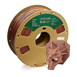 OVERTURE PLA Filament 1.75mm PLA 3D Printer Filament, 1kg Cardboard Spool (2.2lbs), Dimensional Accuracy +/- 0.03mm, Fit Most FDM Printer (Royal Copper)