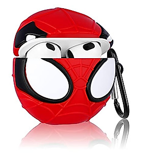 Lupct for Airpods 3 Case Cute Cartoon Character Design Silicone for Apple Air Pods Cover for Kids Girls Boys Shell Funny Fun Cool Unique Stylish Soft Protective Cases for AirPod 3rd(Red Spider)