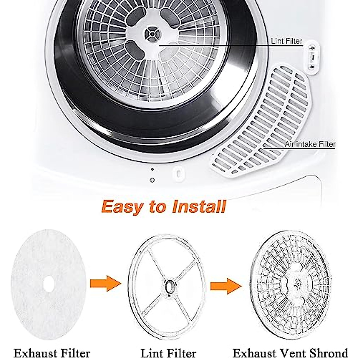 36 Pieces Cloth Dryer Exhaust Filter for Panda - Universal Dryer Filter Cloth-Compatible for Panda Magic Chef Avant Sonya Dryer - 30 Exhaust Filter & 6 Intake Filter