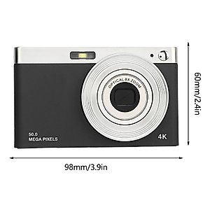 4K Digital Camera, Full HD 50MP 16X Digital Zoom Compact Point and Shoot Camera, Lightweight Small Vlogging Video Camera with Built in Flash & Filters, for Beginners Kids Teens