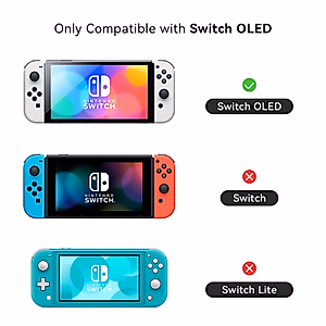 GeekShare Protective Case Slim Cover Case Compatible with Nintendo Switch OLED Console and Joy-Con, Shock-Absorption and Anti-Scratch Cover Skin for Switch OLED 2021- Shark Party (Clear)