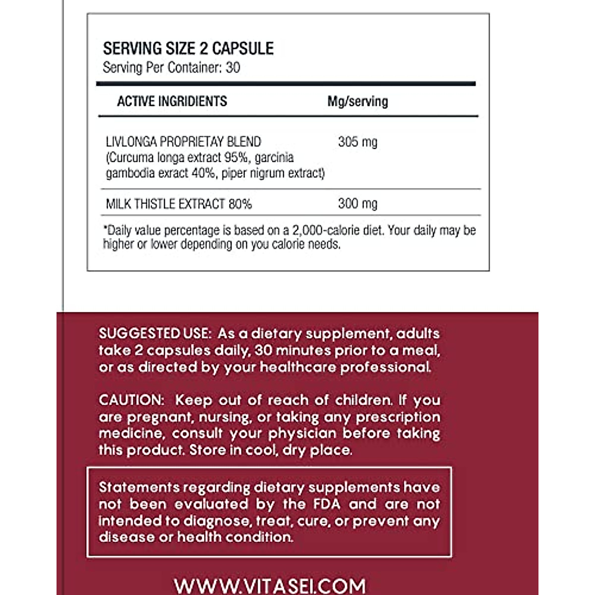 VITASEI Liver Cleanse Detox & Repair, Liver Complex W/Milk Thistle Extract, Garcinia, Curcumin C3, Support Herbal Dietary Supplement, Detox Formula for Women & Men, 60 Capsule (Pack of 2)