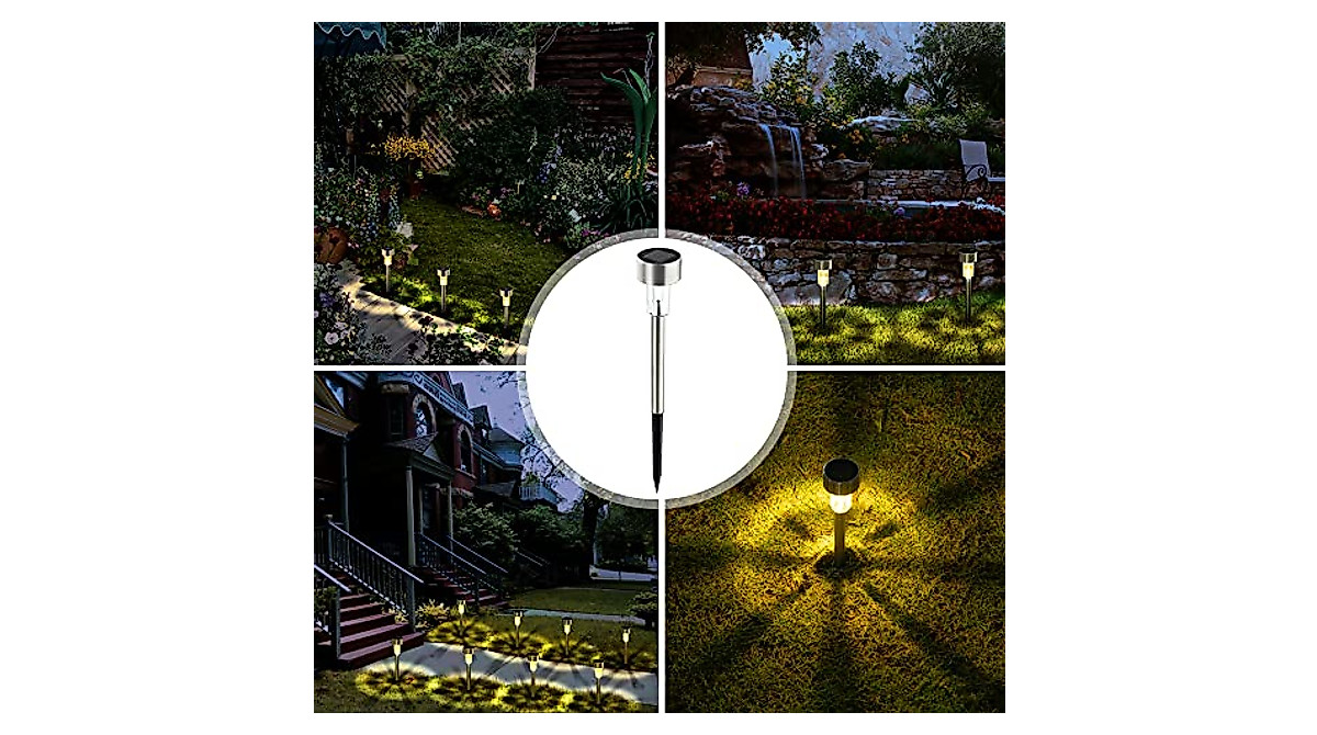 SOLPEX 12-Pack Solar Outdoor Pathway Lights - Stainless Steel