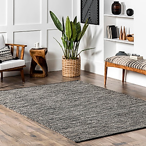 nuLOOM Alessi Solid Farmhouse Cotton Area Rug, 4x6, Grey